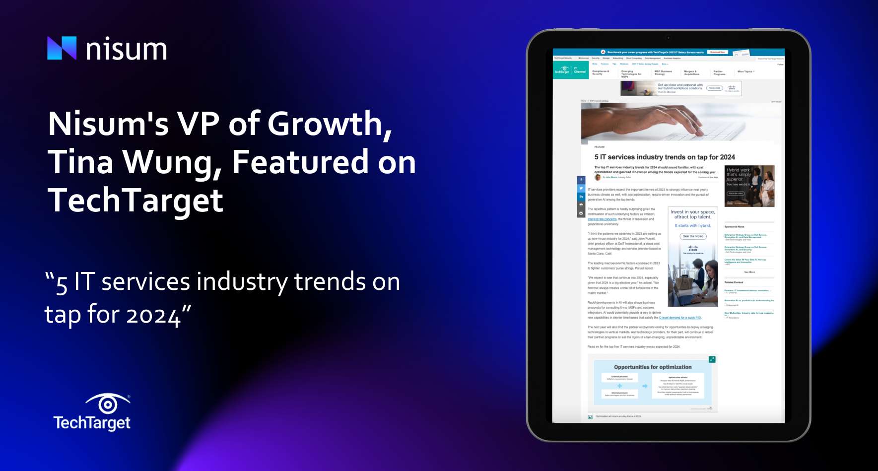 Nisum VP of Growth, Tina Wung, Featured in TechTarget Article